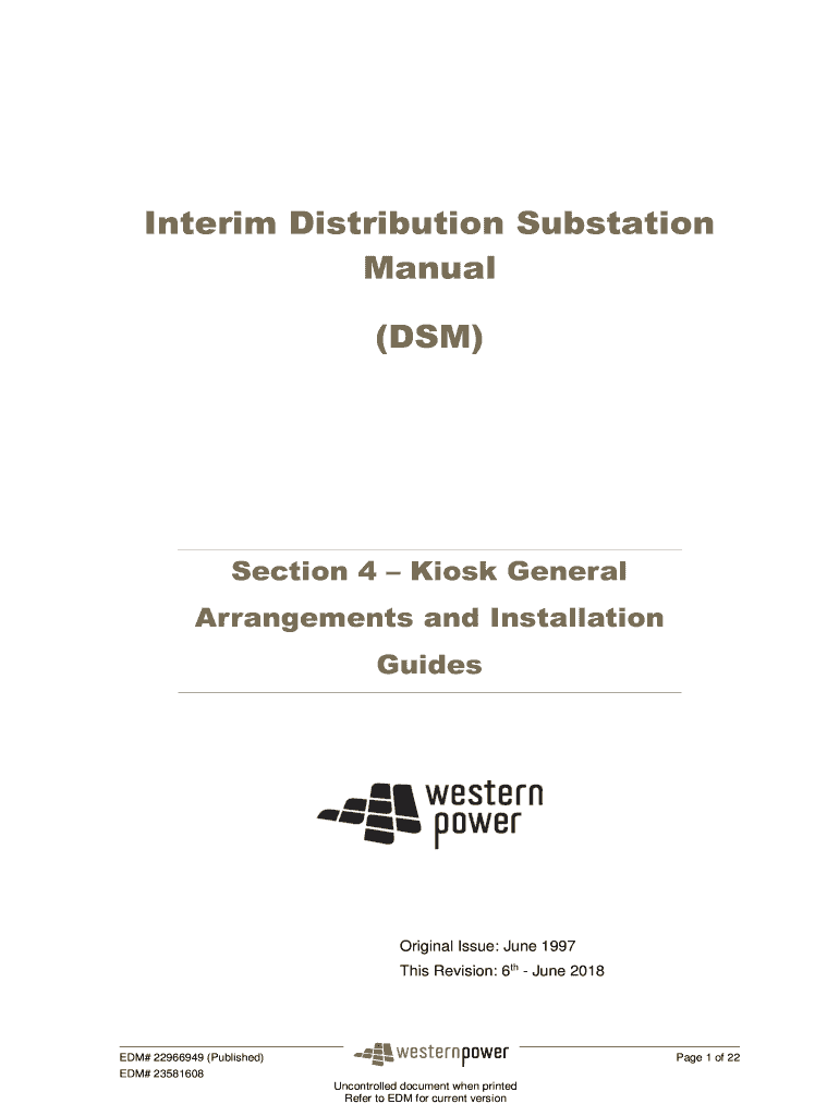Fillable Online Interim Distribution Substation Manual - Section 4 - Kiosk General Arrangements ...