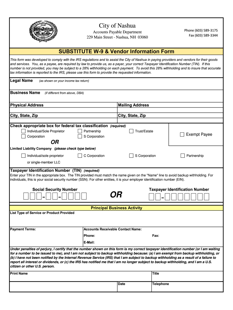 Fillable Online AP Vendor Packet Contents.doc Fax Email Print - pdfFiller