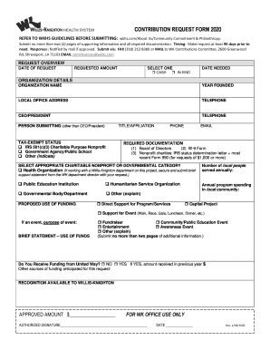 Fillable Online CONTRIBUTION REQUEST FORM 2020 Fax Email Print - pdfFiller