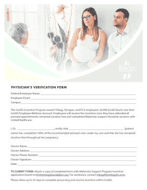 Fillable Online PHYSICIANS VERIFICATION FORM Fax Email Print - pdfFiller