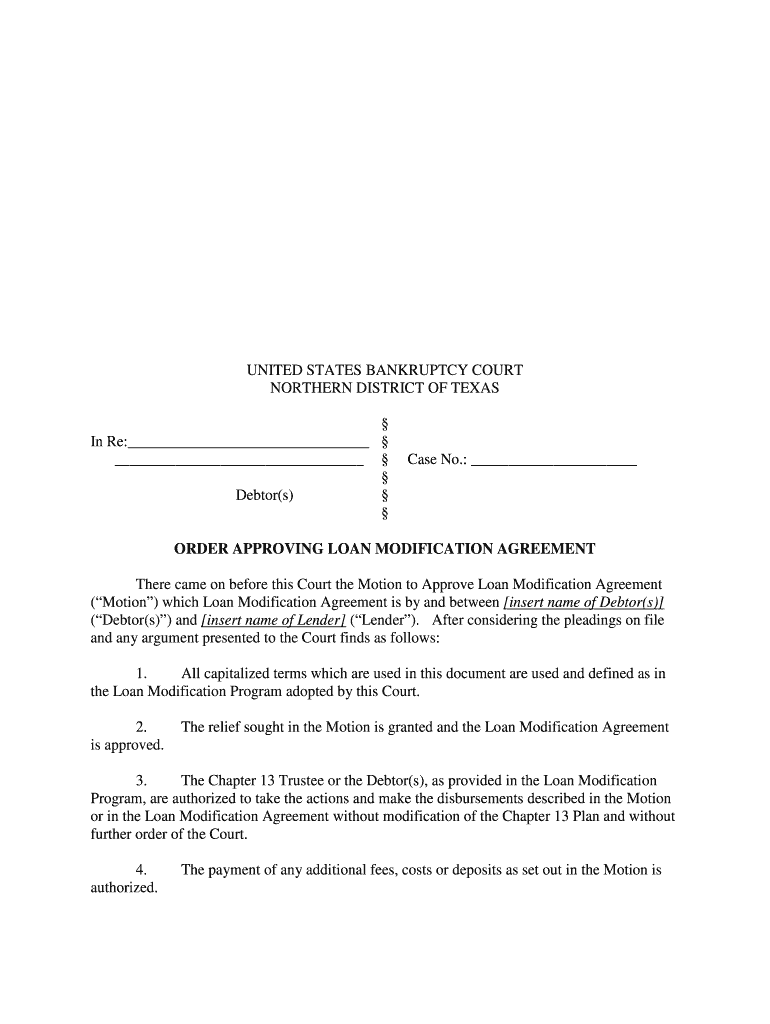 Fillable Online ORDER APPROVING LOAN MODIFICATION AGREEMENT Fax Email ...