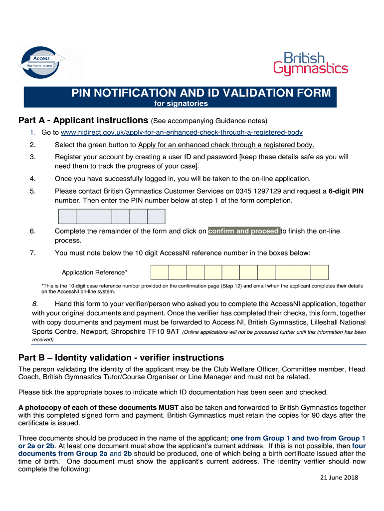 Fillable Online PIN notification and ID validation form for responsible ...
