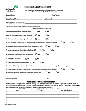 Fillable Online Home Meeting Safety Form - Fillable Form. Fillable home ...