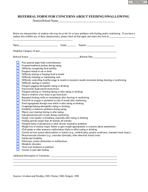Fillable Online referral form for concerns about feeding/swallowing Fax ...