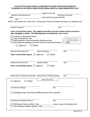 Fillable Online FORMS - Discipline - Request To Remove - by Employee ...