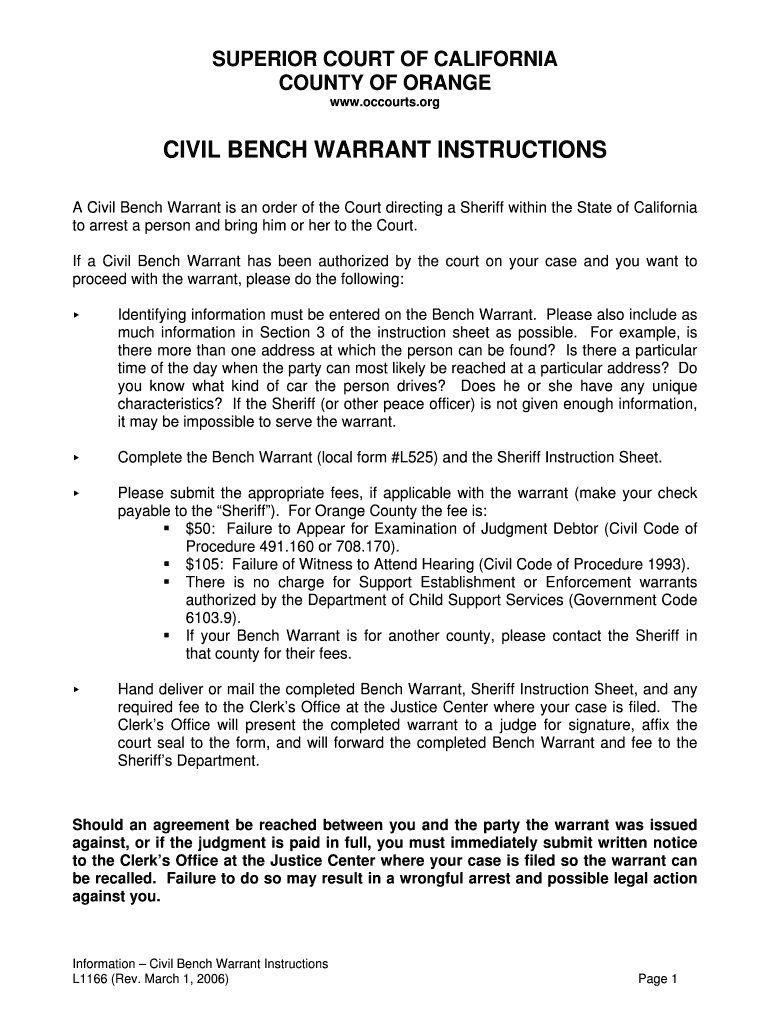 Fillable Online bench warrant booklet - Orange County Superior Court ...