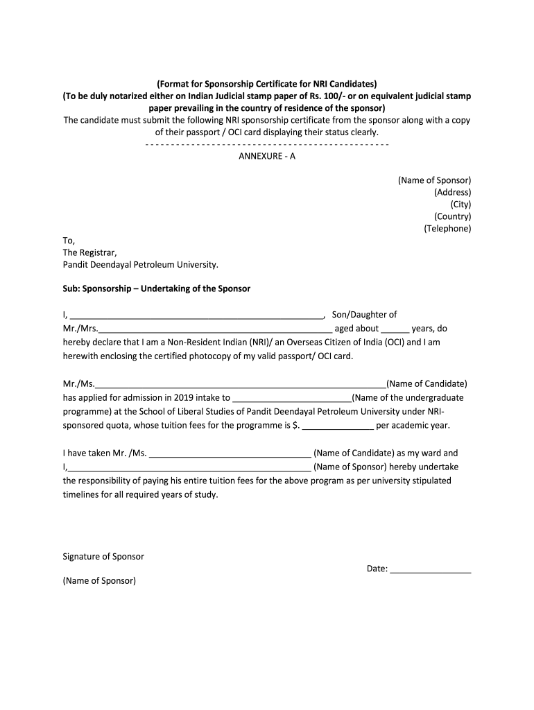 Fillable Online (To be duly notarized either on Indian Judicial stamp ...