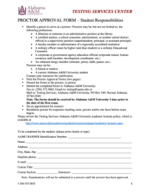 Fillable Online TESTING SERVICES CENTER PROCTOR APPROVAL FORM ... Fax ...