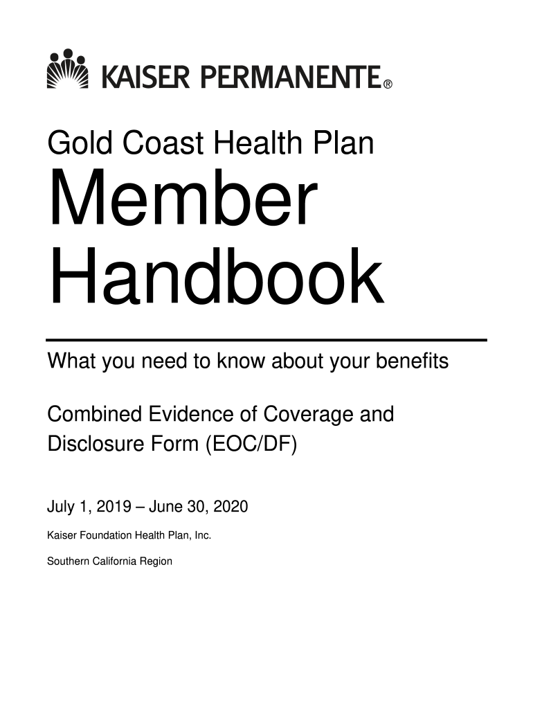 Fillable Online Kaiser Permanente Gold Coast Health Plan Member ...