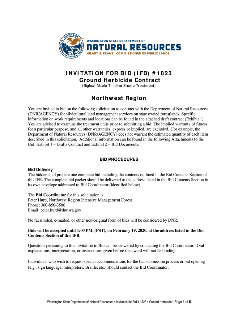Fillable Online INVITATION FOR BID (IFB) #1823 Ground Herbicide ...