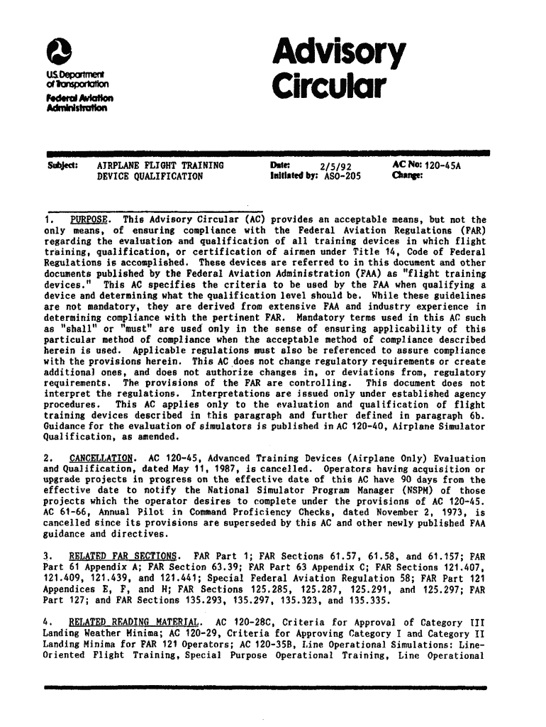 Fillable Online AC 00-2.15 - Advisory Circular Checklist and Status of ...