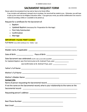 Fillable Online SACRAMENT REQUEST FORM Fax Email Print - pdfFiller