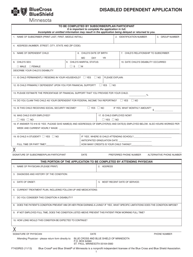 Fillable Online DISABLED DEPENDENT APPLICATION. forms-and-publications ...
