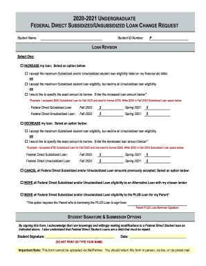 Fillable Online Loan Change Form Undergraduate Fax Email Print - pdfFiller