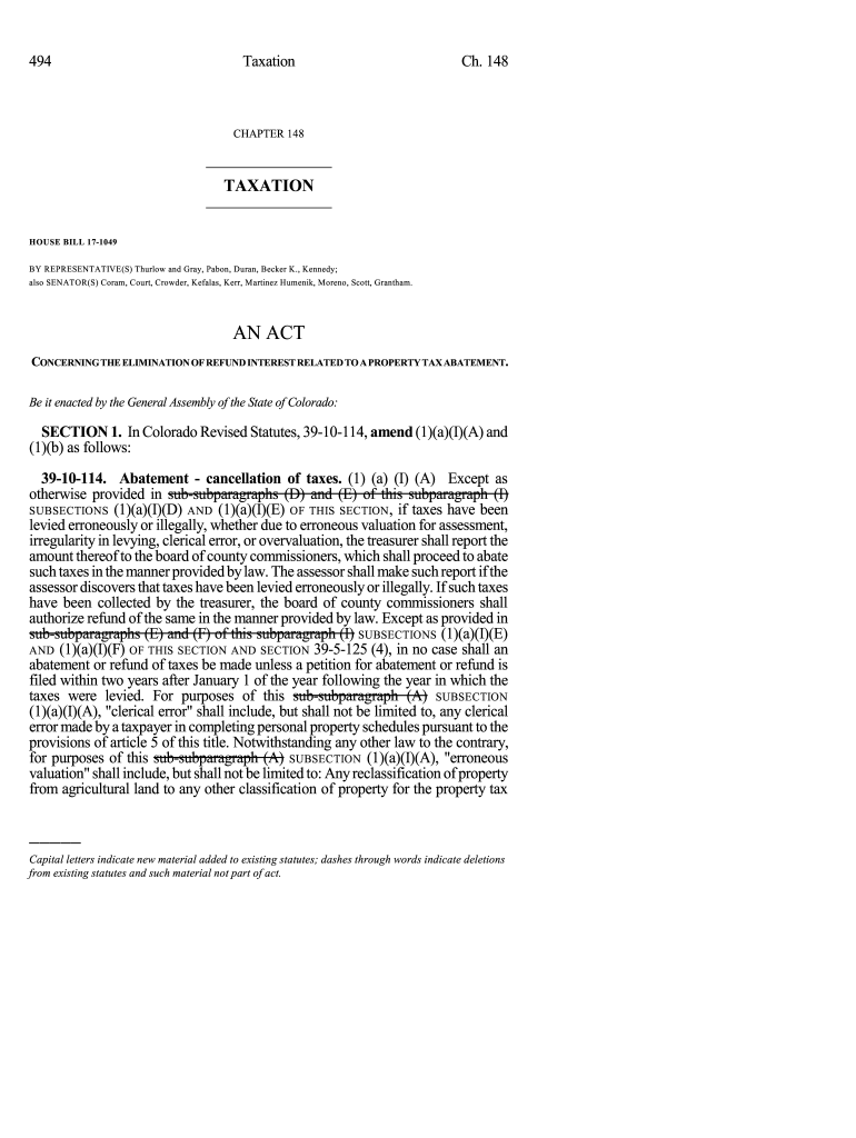 Fillable Online HOUSE BILL 17-1049 Fax Email Print - pdfFiller