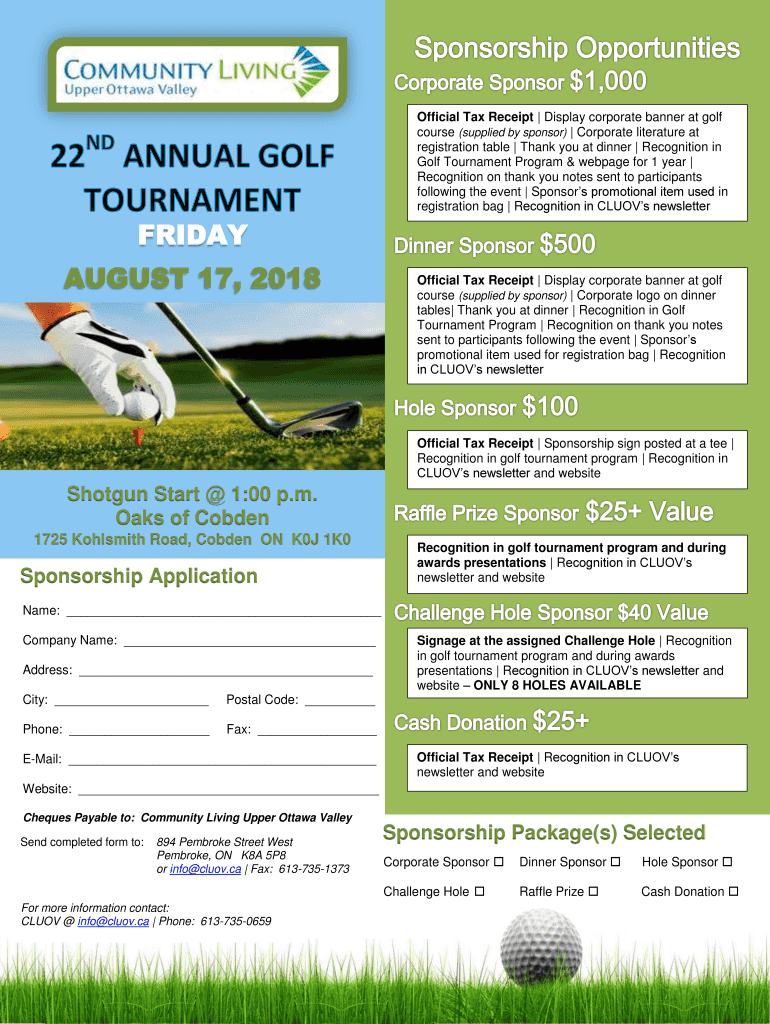 Fillable Online Official Tax Receipt Display corporate banner at golf ...