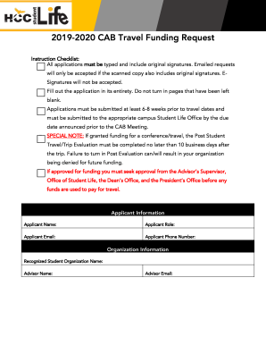 Fillable Online 2019-2020 CAB Travel Funding Request Fax Email Print ...