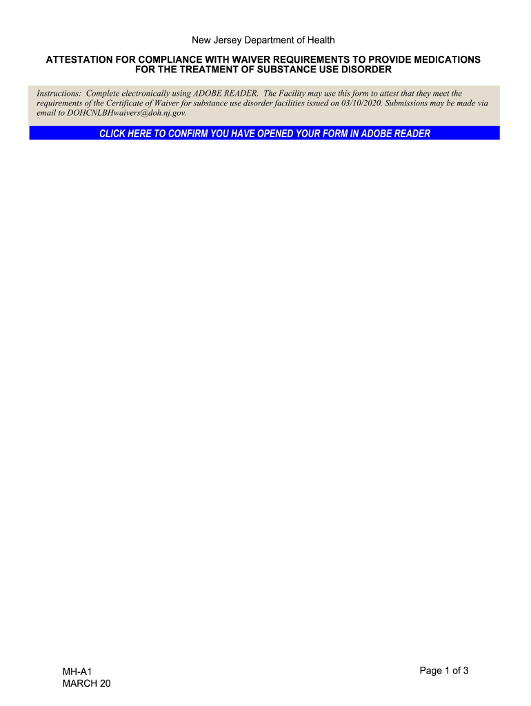 Fillable Online Certificate of Waiver for Medication Assisted ... - NJ ...