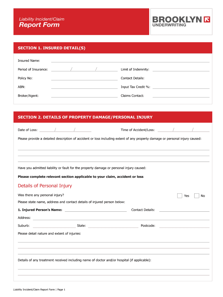 Fillable Online Report Form - Brooklyn Underwriting Fax Email Print - pdfFiller