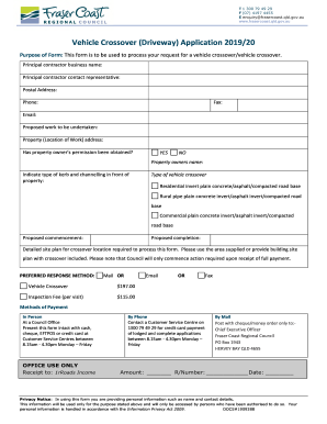 Fillable Online Vehicle Crossover (Driveway) Application 2019/20 Fax ...