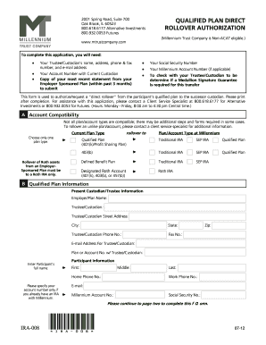 Fillable Online QUALIFIED PLAN DIRECT ROLLOVER AUTHORIZATION Fax Email ...
