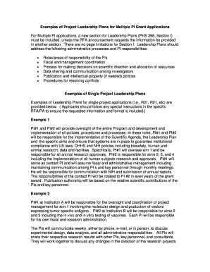 Fillable Online Examples of Project Leadership Plans for Multiple PI ...