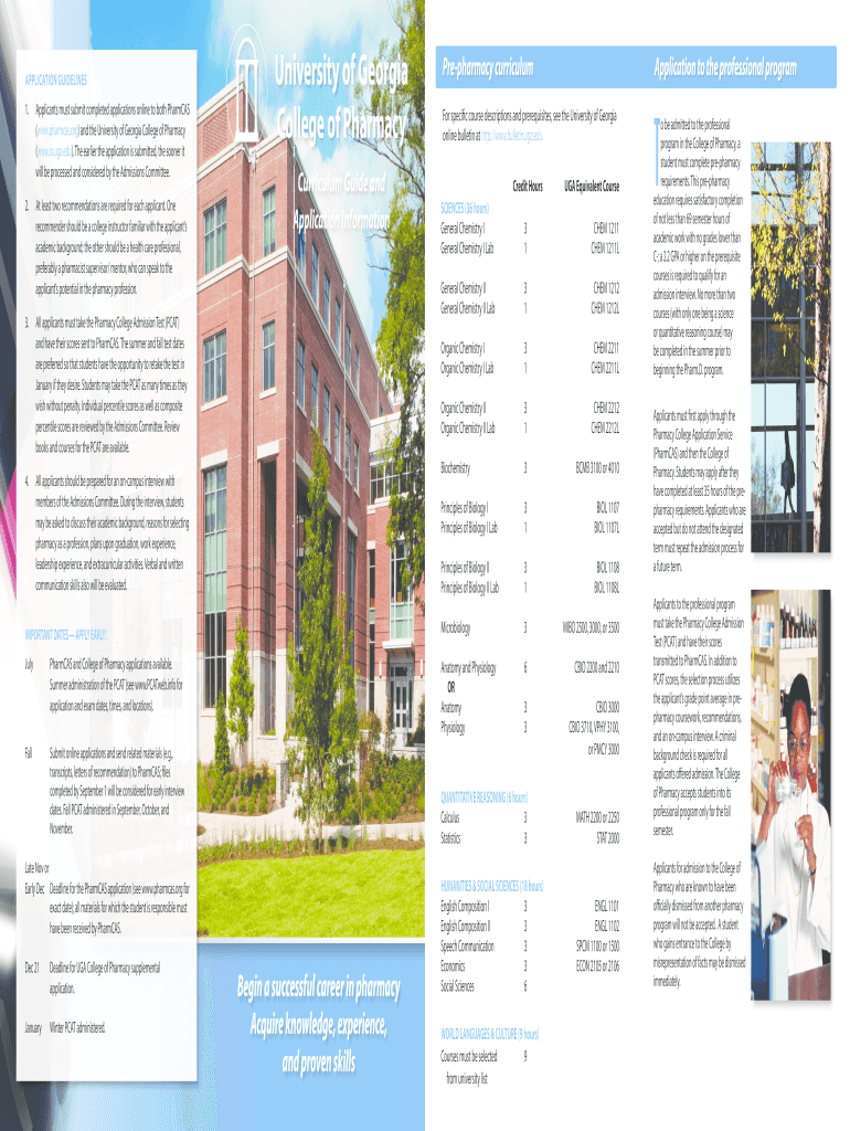 Fillable Online University of Georgia College of Pharmacy Application ...