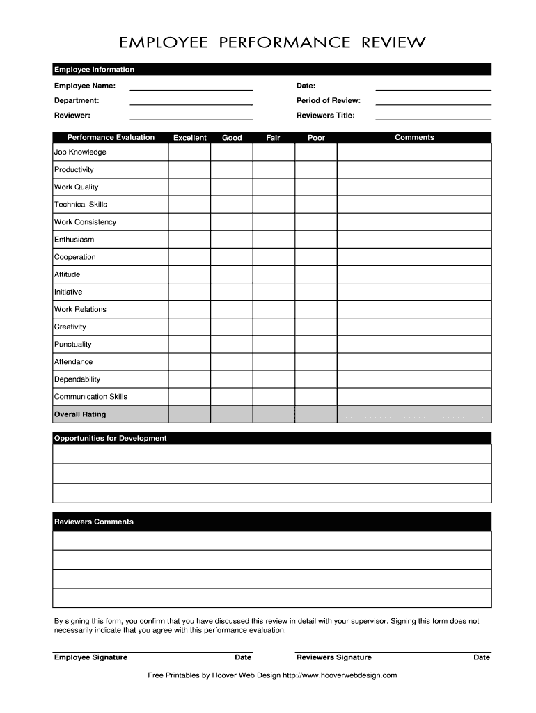 Employee Evaluation Forms Printable Fill Online Printable Fillable Blank PdfFiller