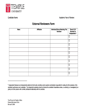 Fillable Online External Reviewers Form Fax Email Print - pdfFiller