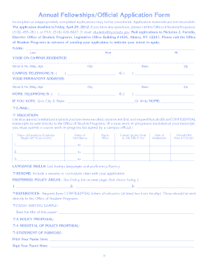 Fillable Online New York State Senate Annual Fellowships Application Fax Email Print - pdfFiller