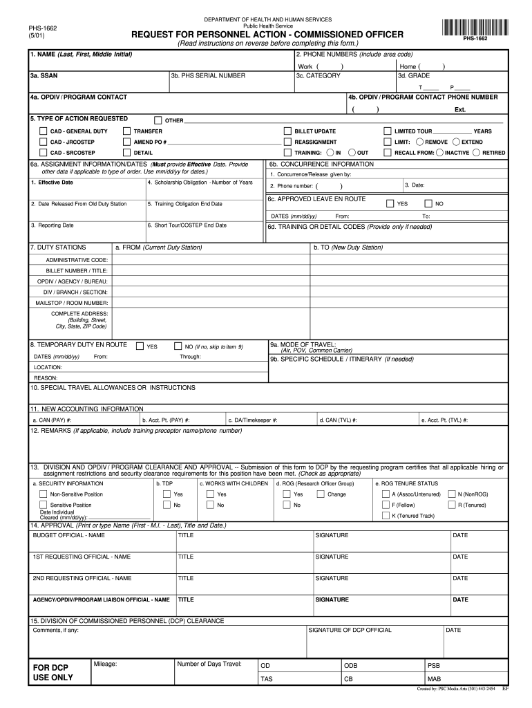 PHS-1662 Form - Fill Online, Printable, Fillable, Blank - pdfFiller