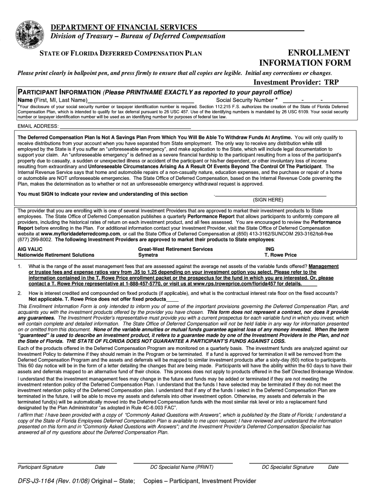 Fillable Online State of Florida Deferred Compensation Plan Fax Email ...