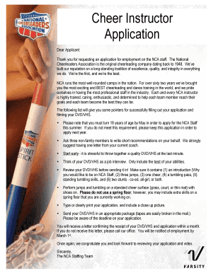 Fillable Online Cheer Instructor Application Fax Email Print - pdfFiller