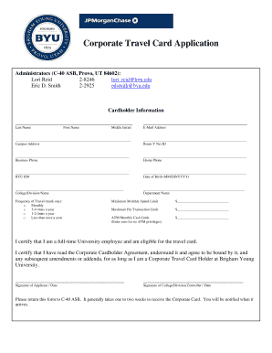Fillable Online Corporate Travel Card Application Fax Email Print ...