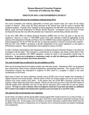 Fillable Online irb ucsd ISSUES ON DNA AND INFORMED CONSENT Fax Email ...