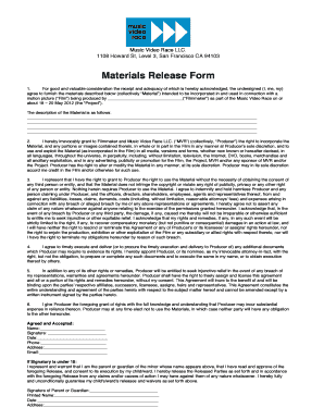 Fillable Online MVR Materials Release Form - Jacqs V1 - Music Video ...