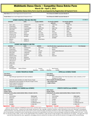 Fillable Online Competitor Dance Entries Form Fax Email Print - pdfFiller