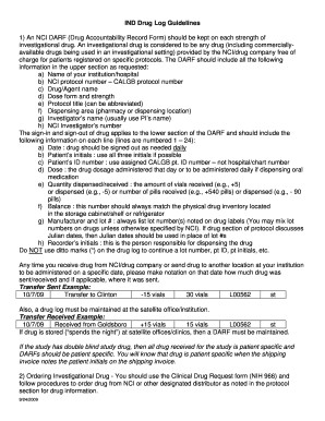 Fillable Online calgb IND Drug Log Guidelines Fax Email Print - pdfFiller