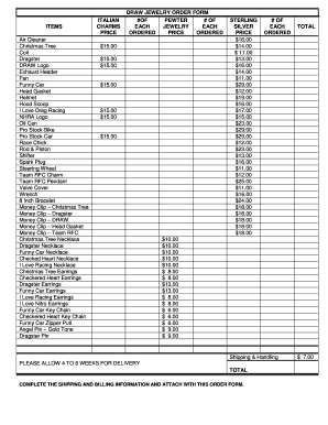 Fillable Online drawfasthelp drag racing tree necklace form Fax Email ...