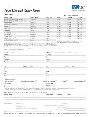 Fillable Online Order Form ( PDF ) - TAL Technologies Fax Email Print ...