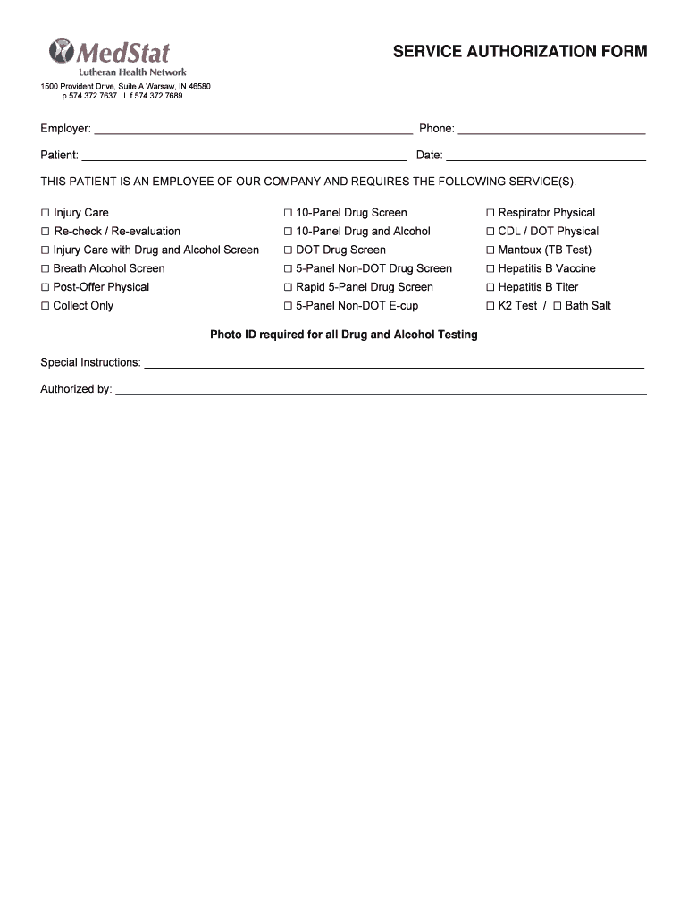 Fillable Online SERVICE AUTHORIZATION FORM Fax Email Print - pdfFiller