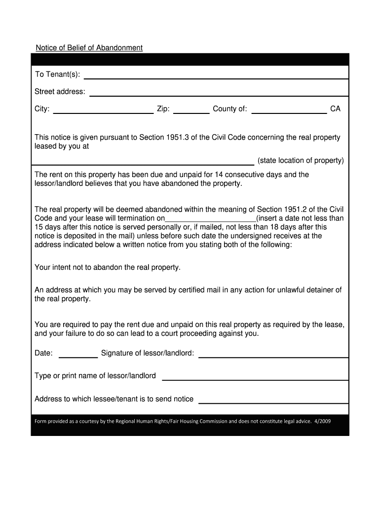 Abandonment Notice Pdf Fill Online Printable Fillable Blank Abandonment Notice Pdf Fill Online Printable Fillable Blank