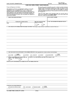 Fillable Online ssa farm self employment questionnaire ssa 7156 4 2005 ...