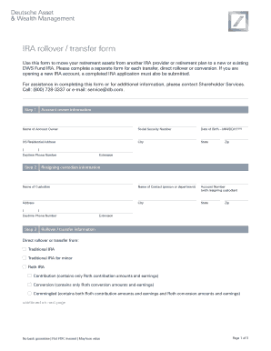 Fillable Online dws investments ira contribution form Fax Email Print ...