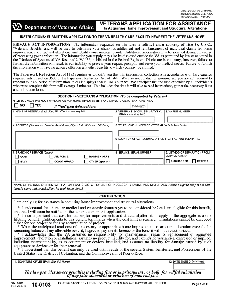 Fillable Online prosthetics va VETERANS APPLICATION FOR ASSISTANCE 10 ...