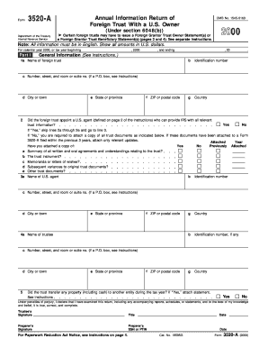 Fillable Online 2000 Form 3520-A - Annual Information Return of Foreign ...
