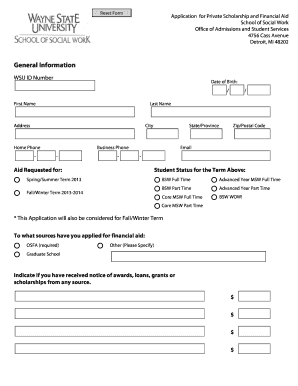 Fillable Online socialwork wayne Application form - School of Social ...