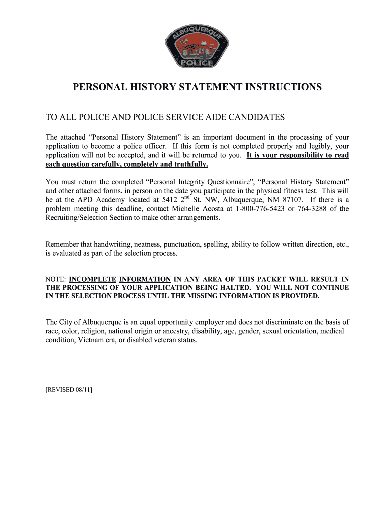 Personal History Instructions Printable Fill Online Printable 