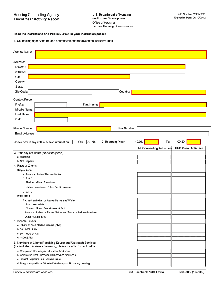 Fillable Online apply07 grants housing counseling agency activity report form Fax Email Print ...