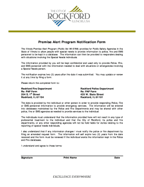 Fillable Online Illinois Premise Alert Program Notification Form Fax Email Print - pdfFiller